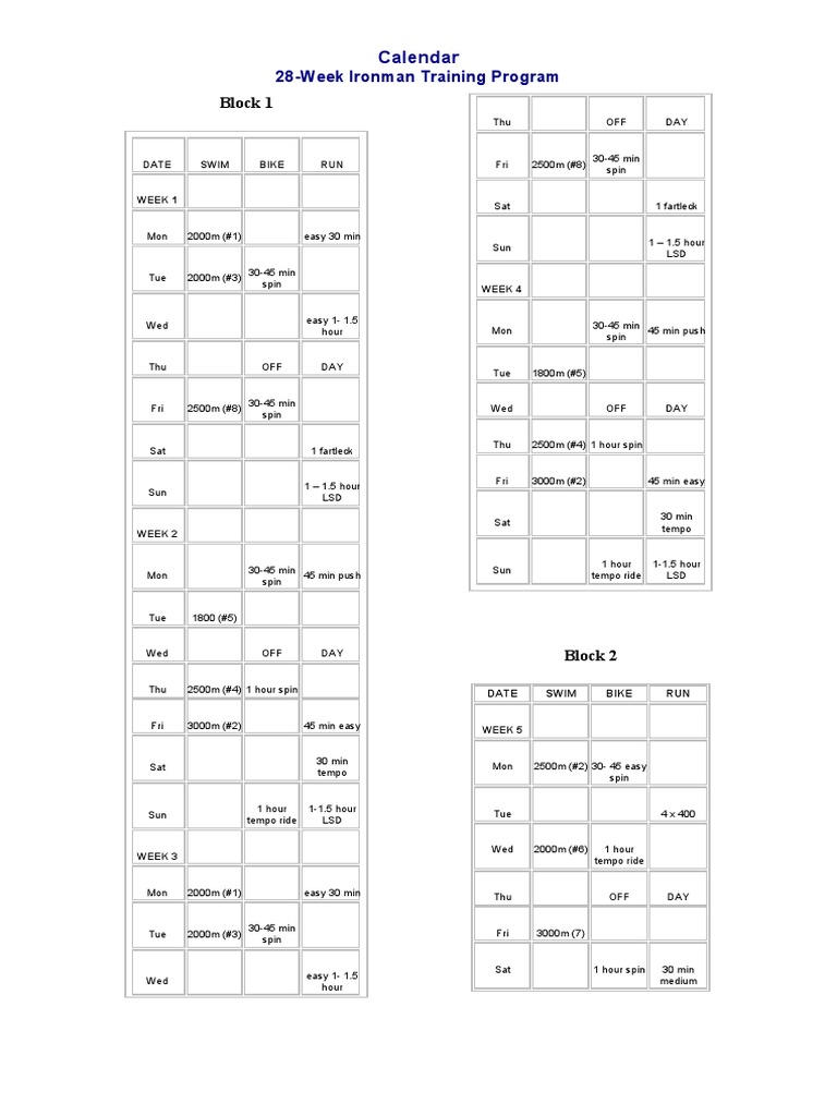 Ironman Training Schedule | PDF | Cycle Racing | Athletic Sports