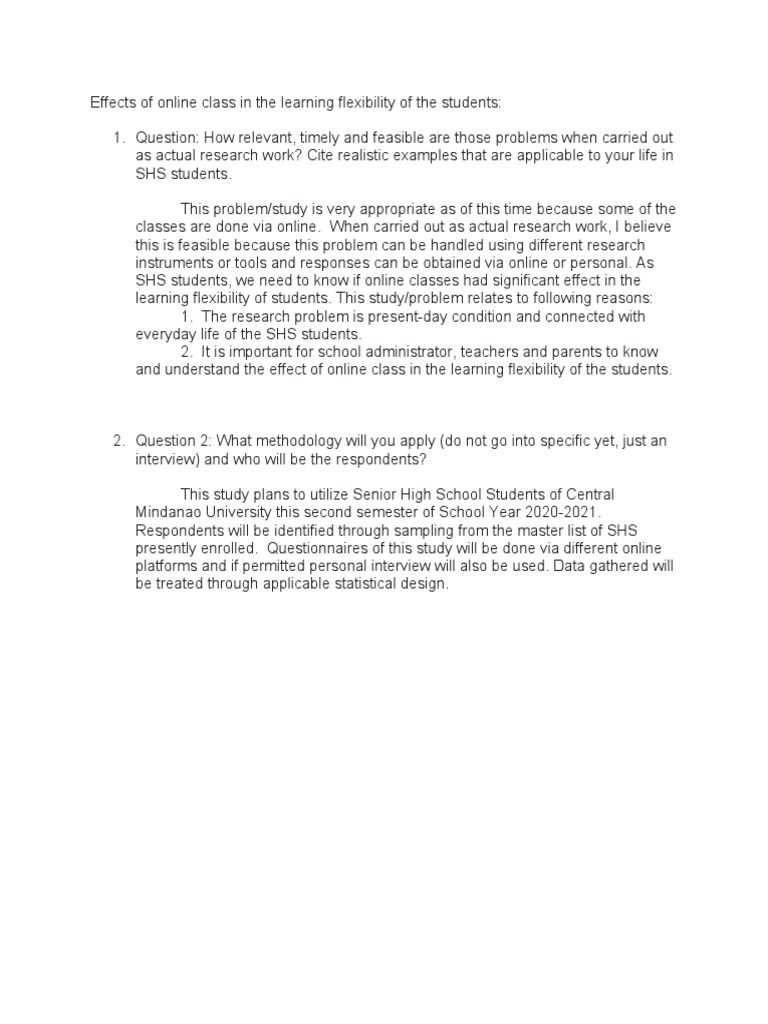 Effects of Online Class in The Learning Flexibility of The Students | PDF