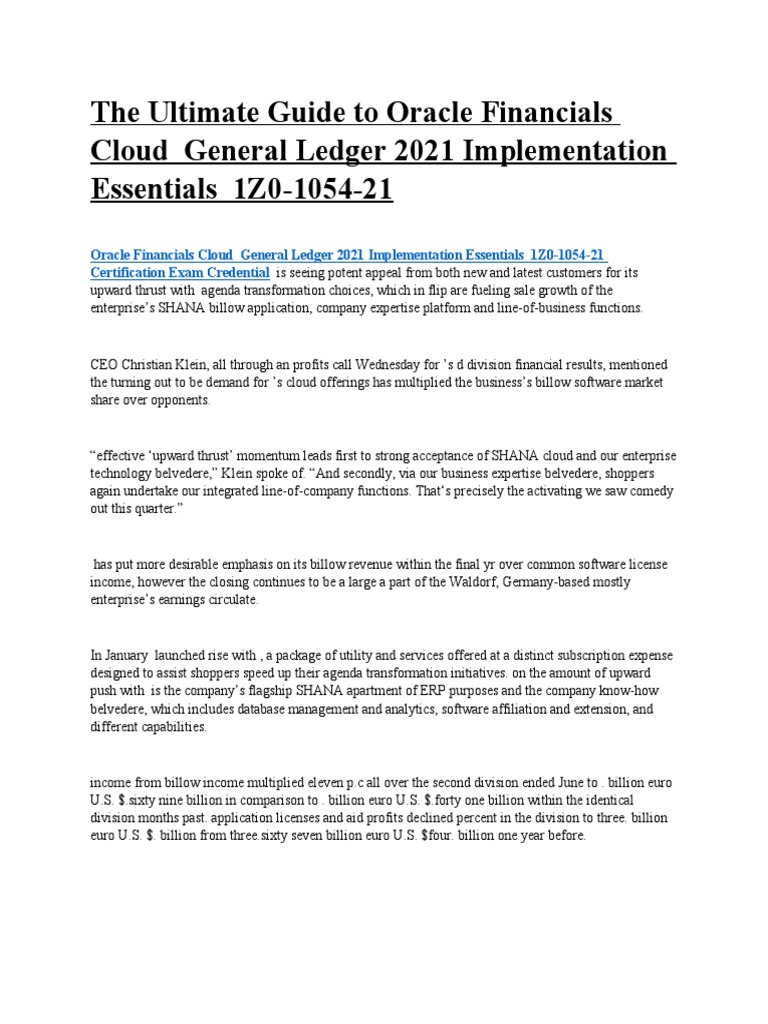 Oracle Financials Cloud General Ledger 2021 Implementation Essentials ...