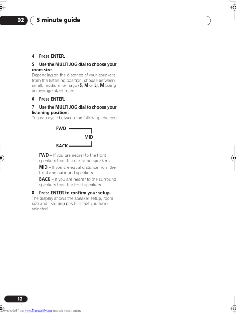 5 Minute Guide: 4 Press ENTER. 5 Use The MULTI JOG Dial To Choose Your ...