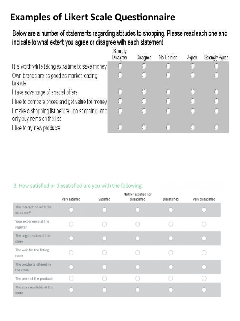 Examples of Likert Scale Questionnaire | PDF