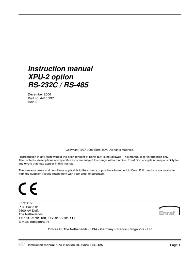 Instruction Manual XPU-2 Option RS-232C / RS-485 | PDF | Computing | Computer Engineering