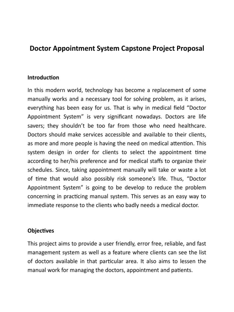 Doctor Appointment System Capstone Project Proposal | PDF | World Wide ...