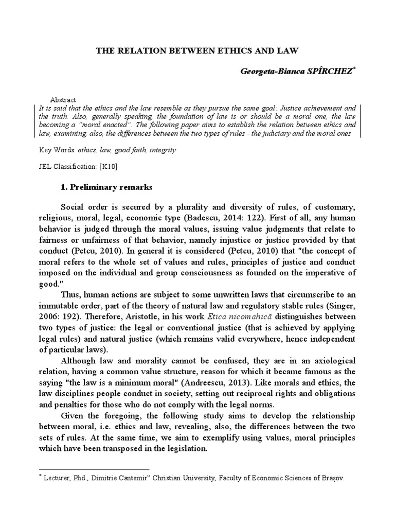 Relation Between Ethics and Law | PDF | Justice | Crime & Violence