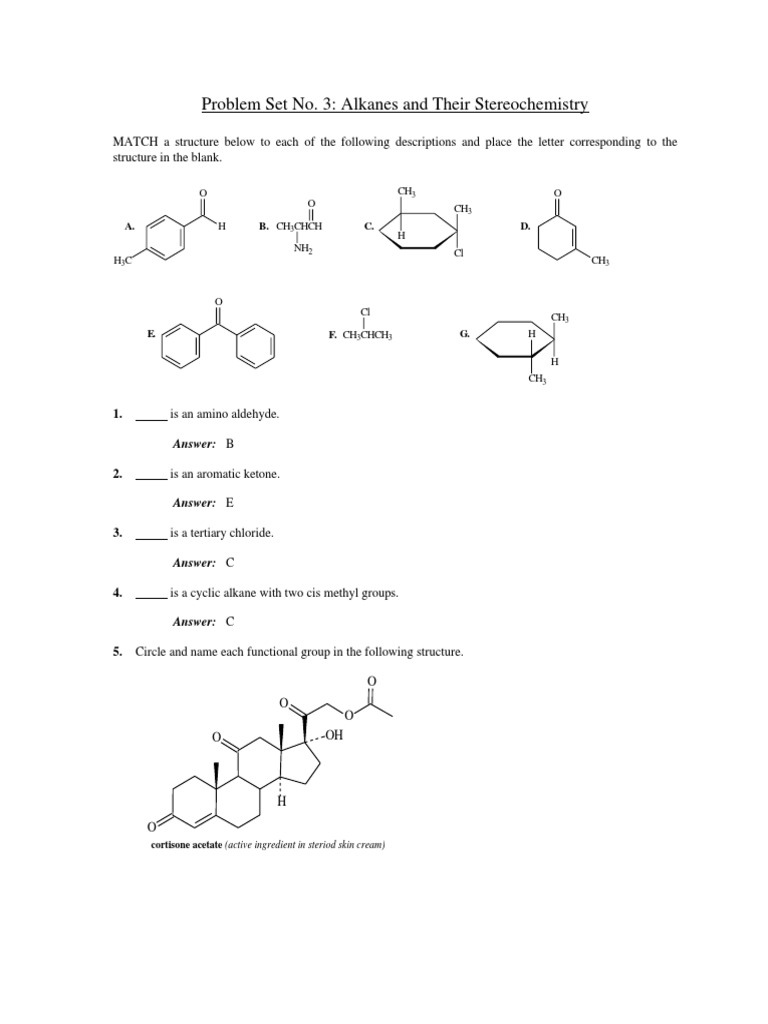Problem Set No. 3: Alkanes and Their Stereochemistry | PDF | Ketone ...