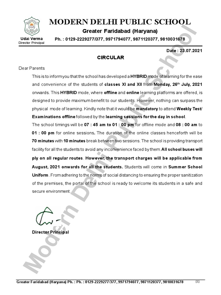 Circular (Classes XI & XII) | PDF