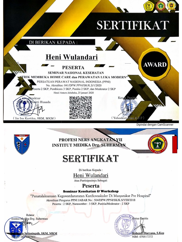 Sertifikat Seminar Hen | PDF