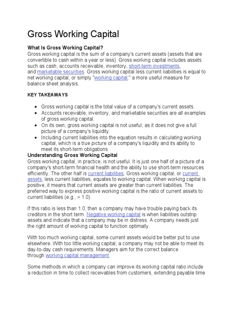 Gross Working Capital | PDF | Working Capital | Balance Sheet