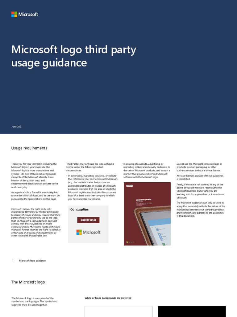 Microsoft Logo Third Party Usage Guidance: June 2021 | PDF | Logos ...