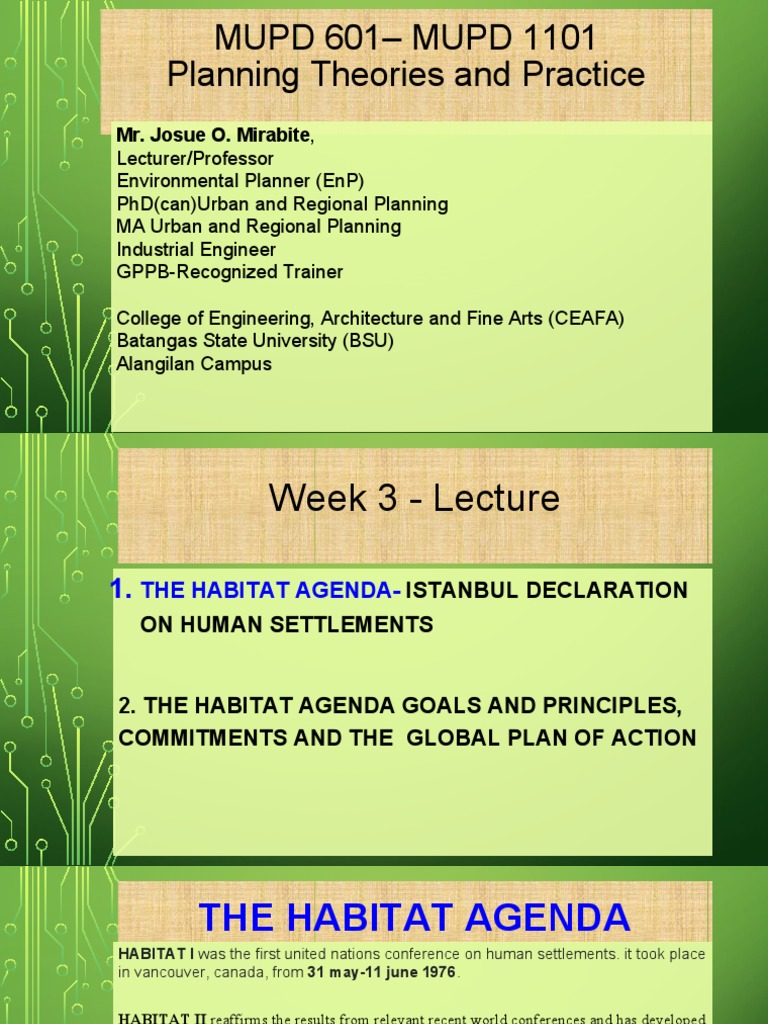 MUPD 601 - MUPD 1101 Planning Theories and Practice: Mr. Josue O ...