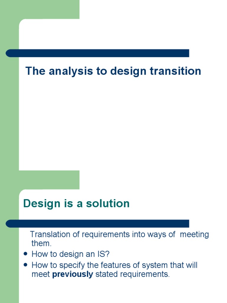 The Analysis To Design Transition | PDF | Specification (Technical ...