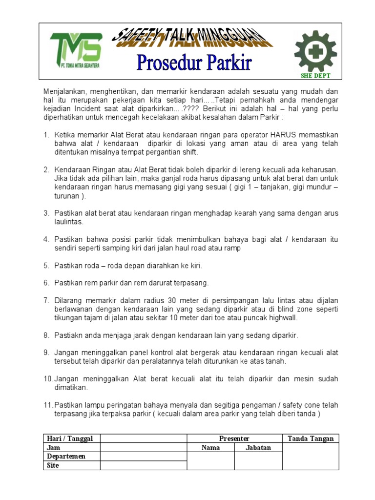 Prosedur Parkir | PDF