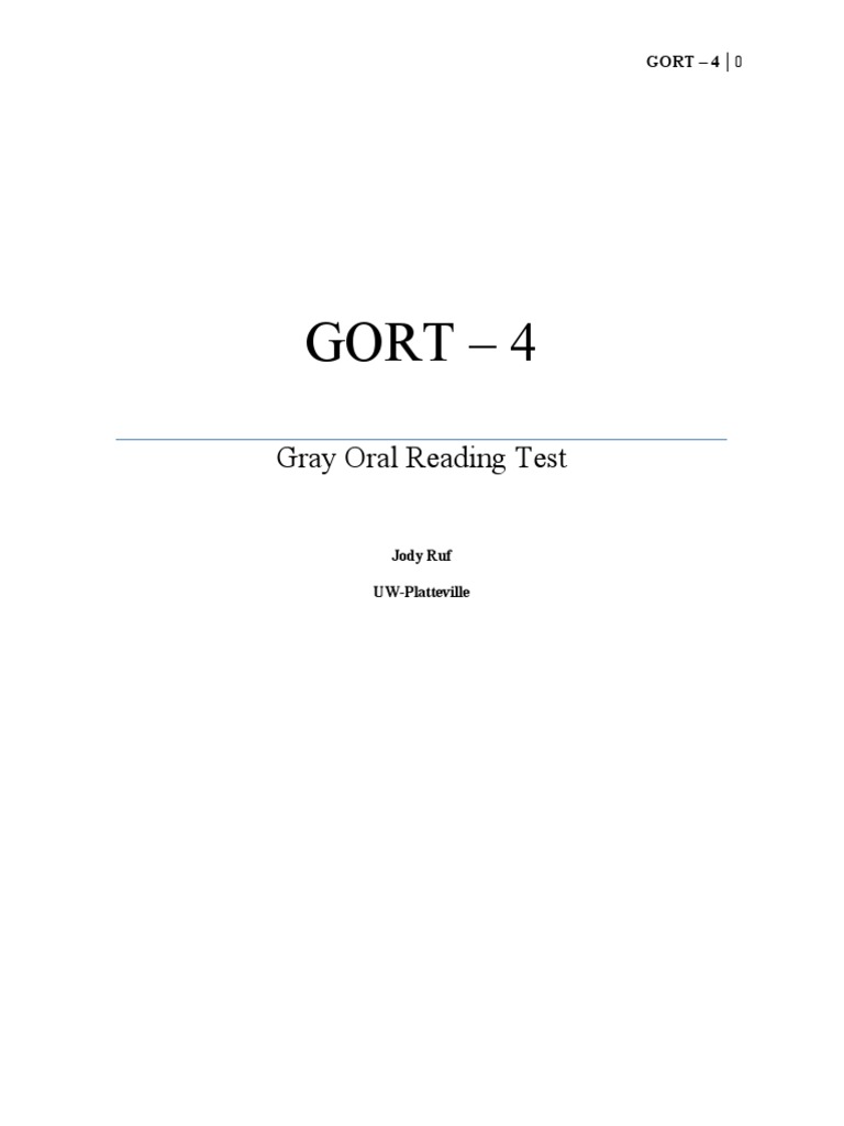 Gort - 4: Gray Oral Reading Test | PDF | Reading Comprehension | Test ...