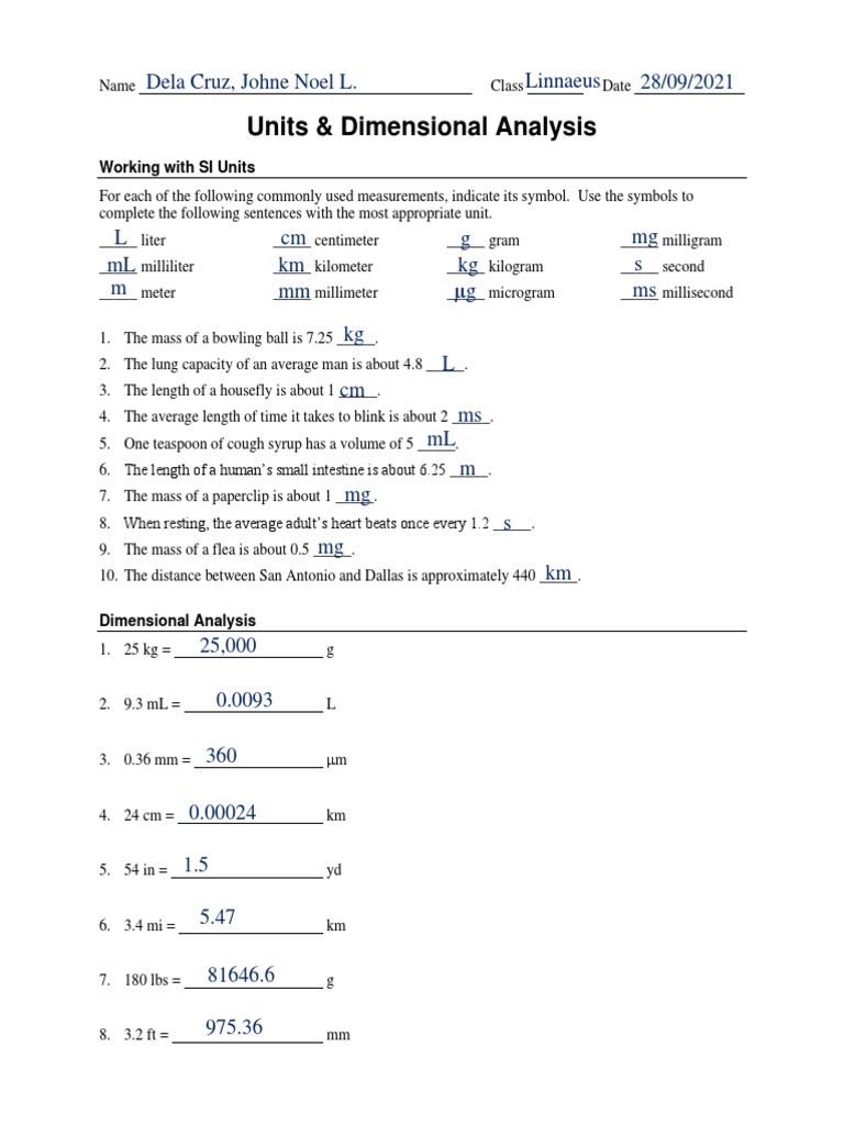 SI Units and Dimensional Analysis Guide | PDF | Litre | Kilogram