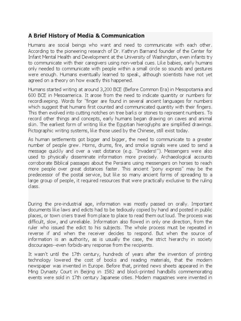 A Brief History of Media | PDF | Mass Media | New Media