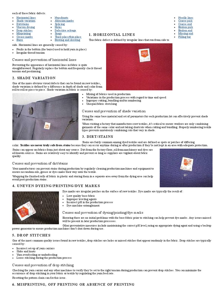 23 Fabric Defects To Look Out For During Fabric Inspection | PDF ...