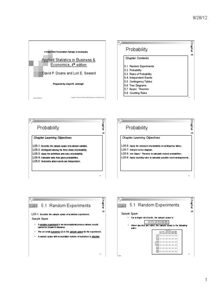 Probability: Applied Statistics in Business & Economics | PDF ...