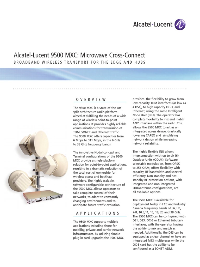 Alcatel-Lucent 9500 MXC: Microwave Cross-Connect: Broadband Wireless ...