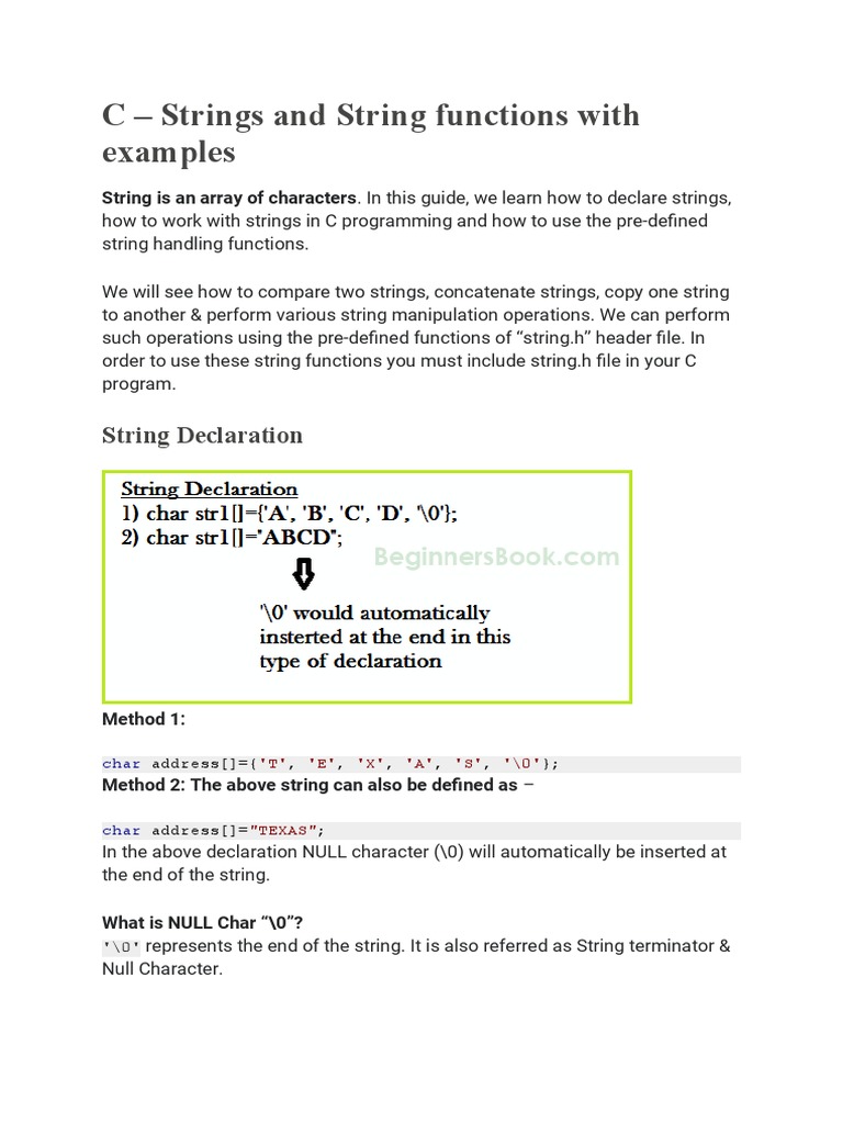 String Functions in C Prog | PDF | String (Computer Science) | Computer ...