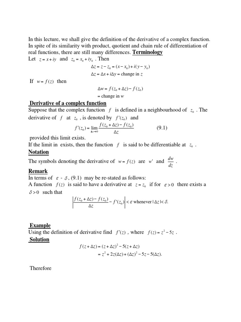 Lecture 9 | PDF | Derivative | Function (Mathematics)