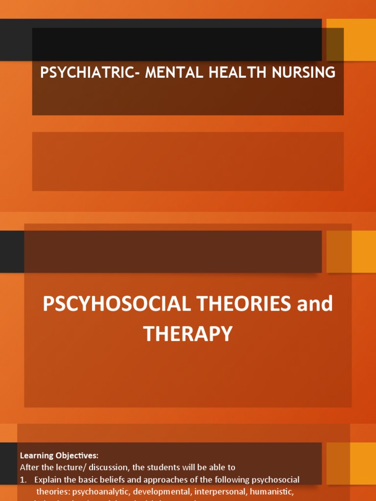 Psychosocial Theories & Therapy Guide | PDF | Id | Psychotherapy