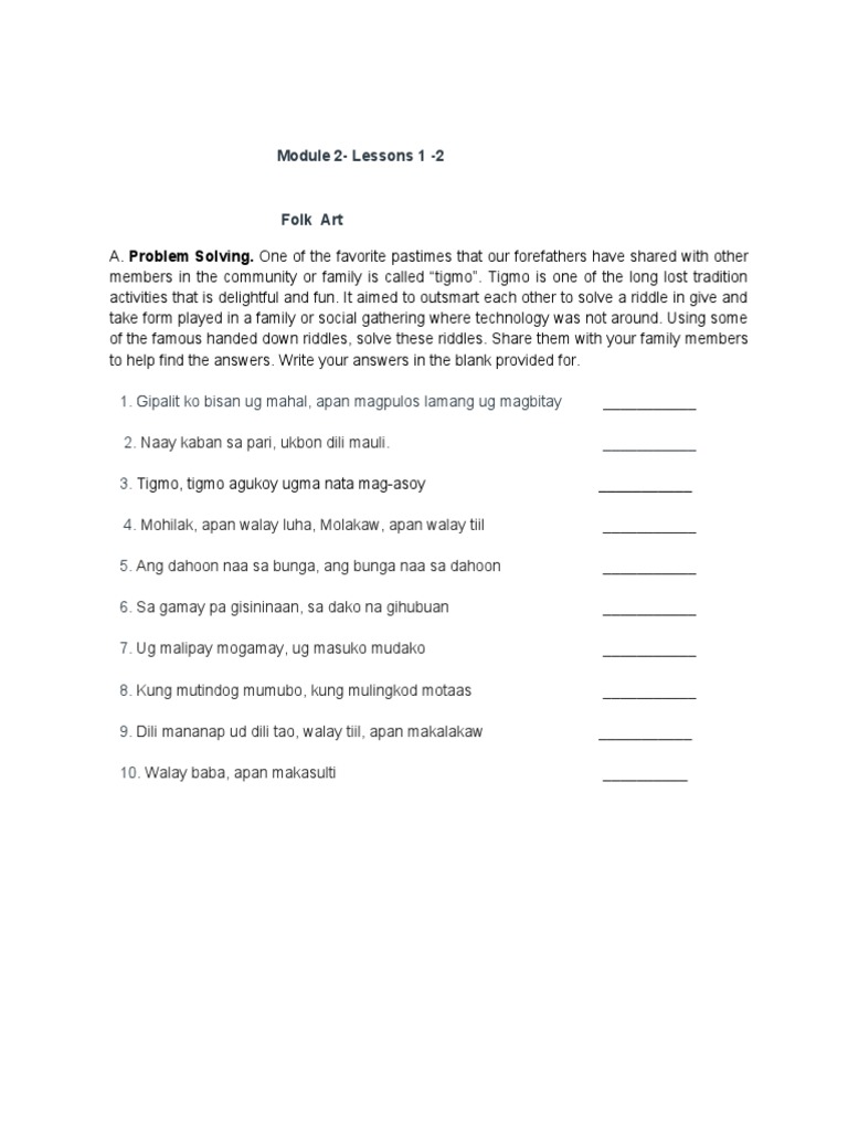 Module 2 - Lessons 1 - 2 Activities | Download Free PDF | Paintings ...