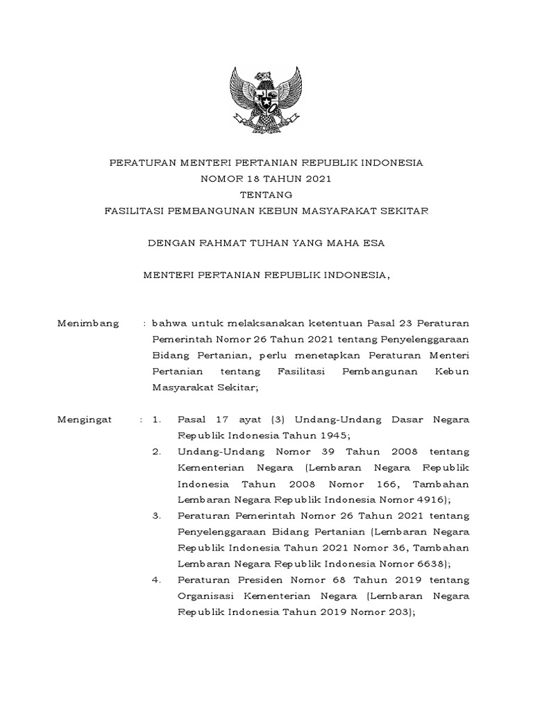 Permentan 18 Tahun 2021 | PDF