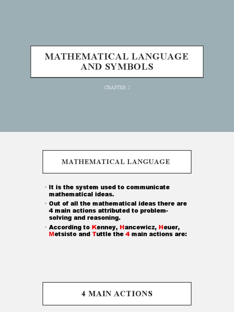 Mathematical Language and Symbols: Exploring the Four Main Actions of Modelling, Transforming ...