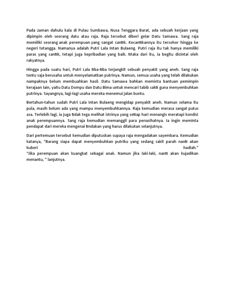 Cerita Rakyat Sumbawa | PDF