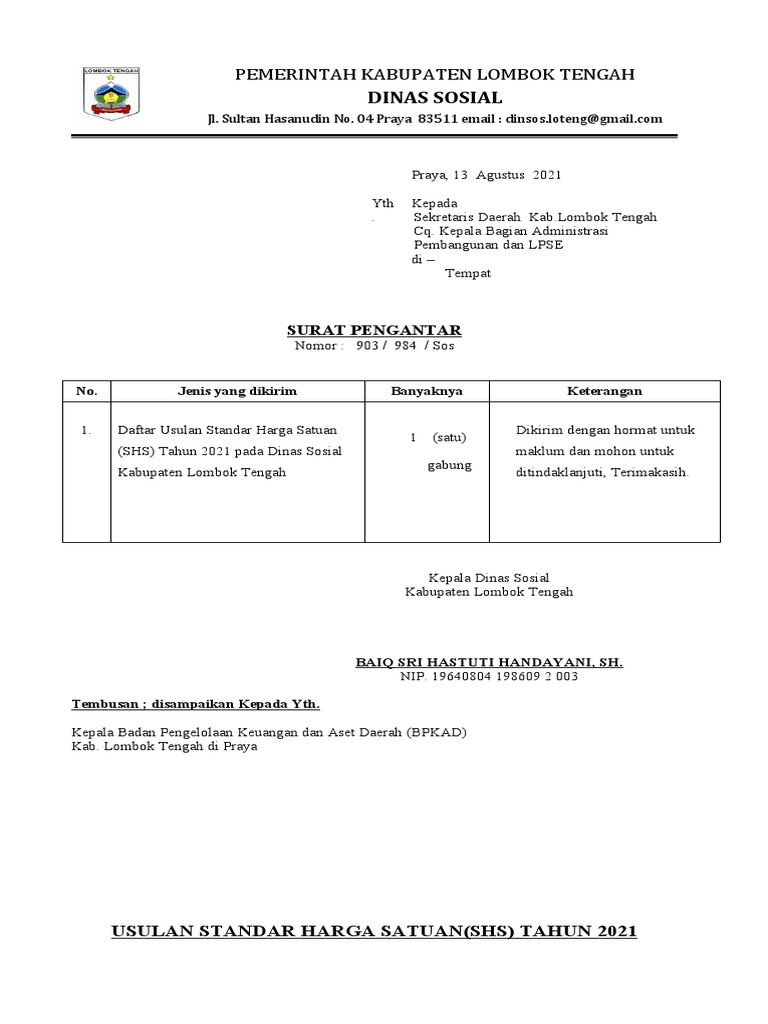 Usulan SSH Dinsos TGL 13 08 2021 SSH | PDF