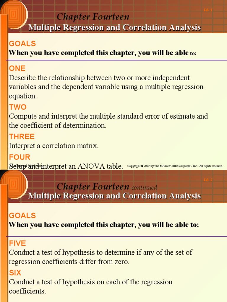 Chapter Fourteen: Multiple Regression and Correlation Analysis | PDF | Errors And Residuals ...