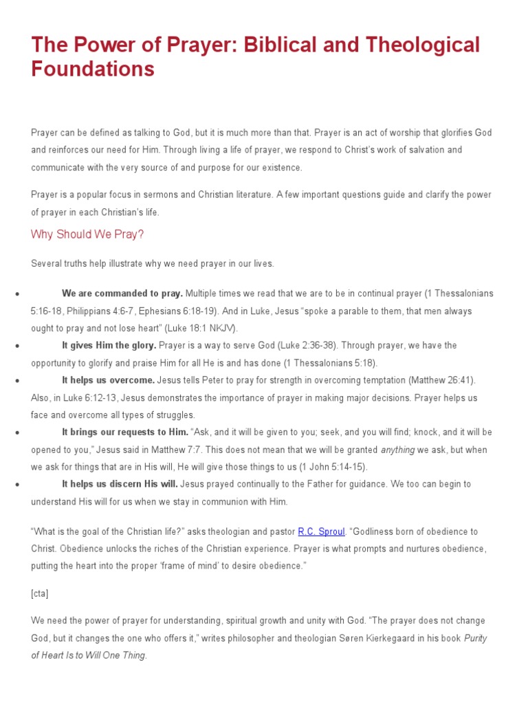 The Power of Prayer: Biblical and Theological Foundations: Why Should ...