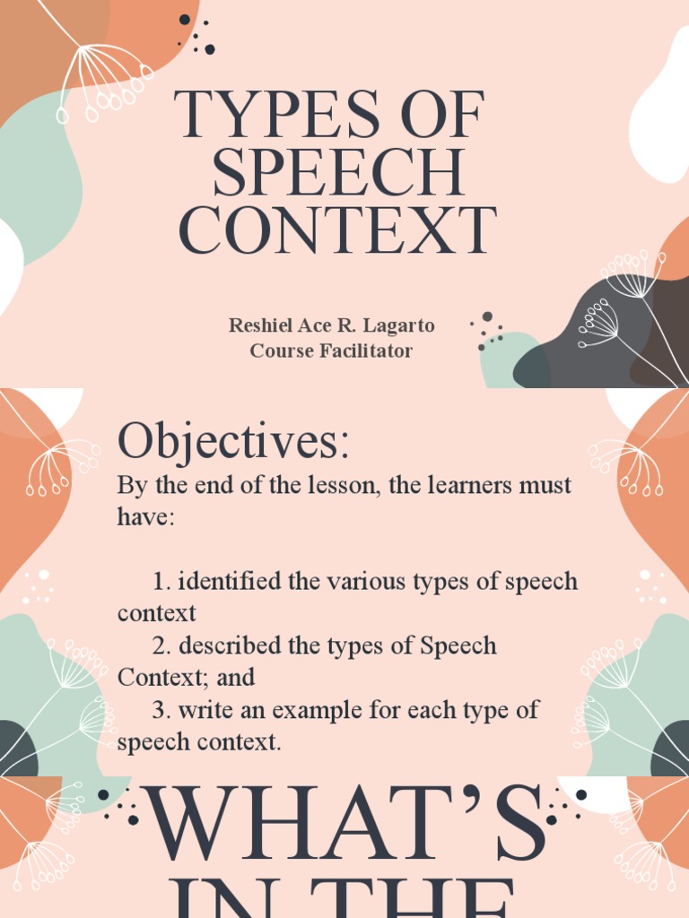Types of Speech Context | PDF | Communication | Interpersonal Communication