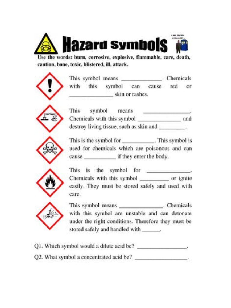 Safety Symbols Worksheet | PDF