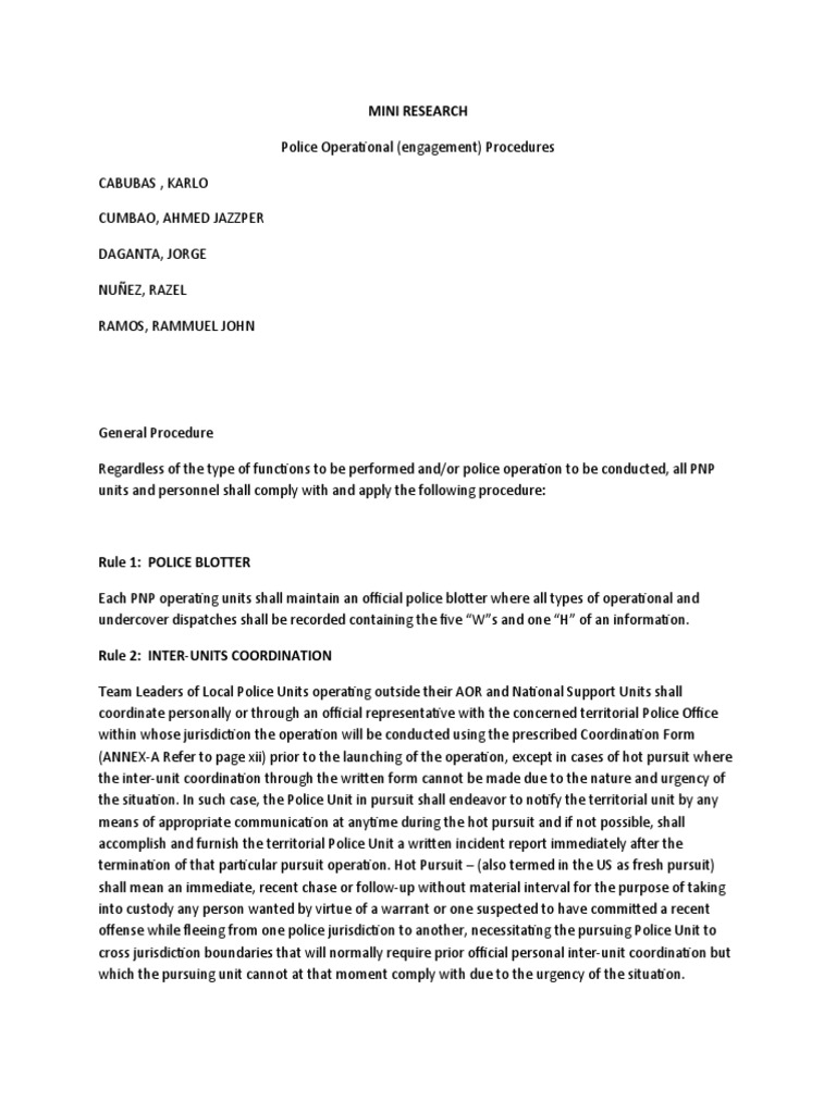 Police Operational Procedures Guide | PDF | Arrest | Search Warrant