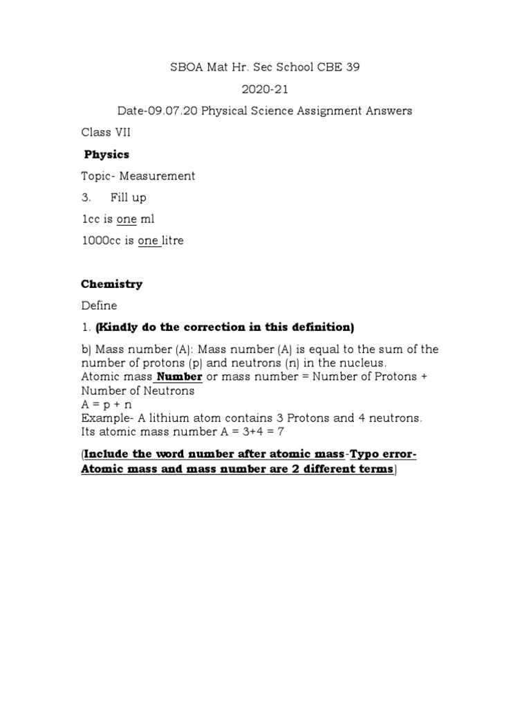 09.07 Phy SC Answers | PDF