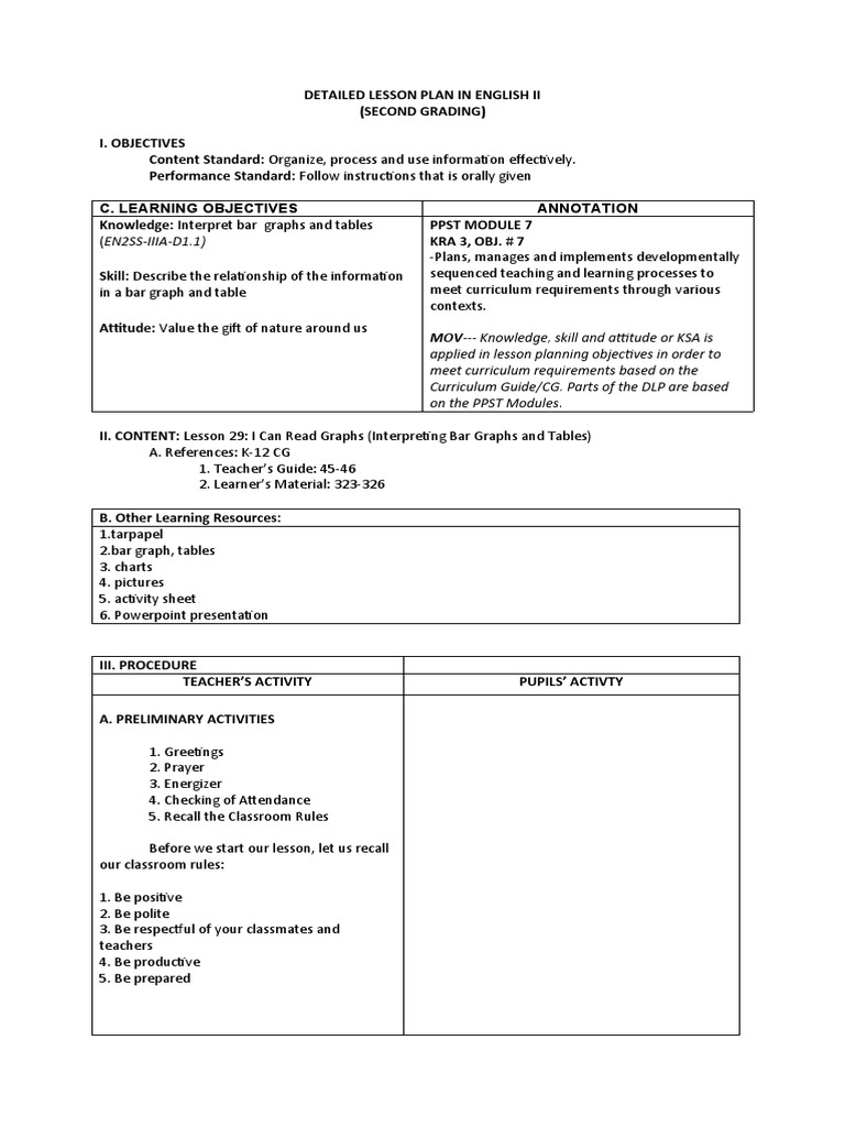 Lesson Plan in English II | PDF | Lesson Plan | Curriculum