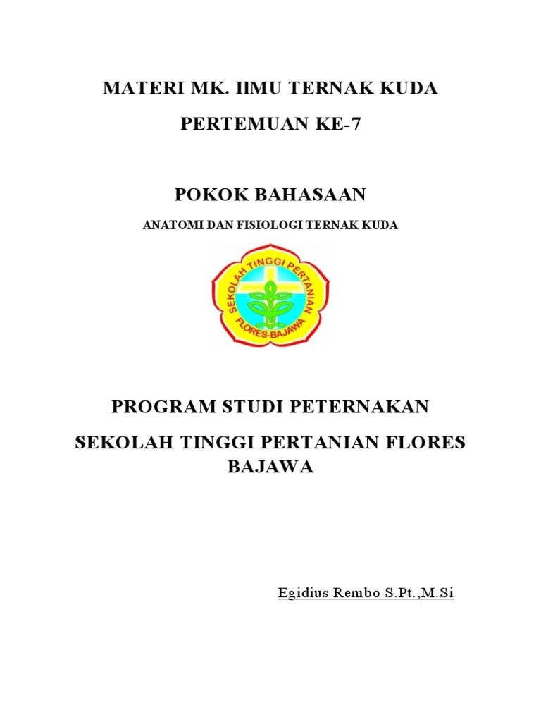 Materi Ilmu Ternak Kuda Pertemuan Ke-7 | PDF | Seni & Disiplin Bahasa