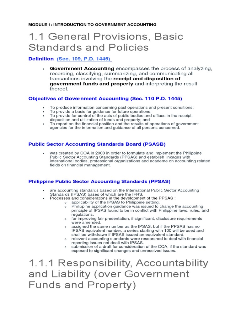 Module 1 - Introduction To Government Accounting | PDF | Budget ...