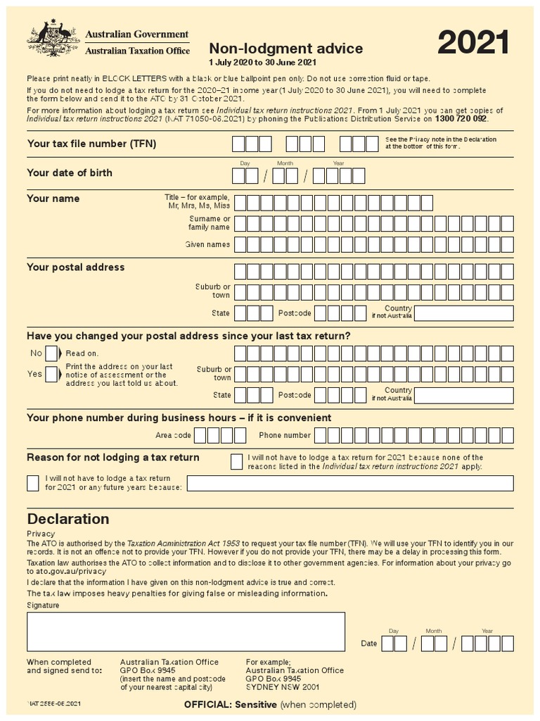 Non-Lodgment Advice: Your Tax File Number (TFN) | PDF | Tax Return ...