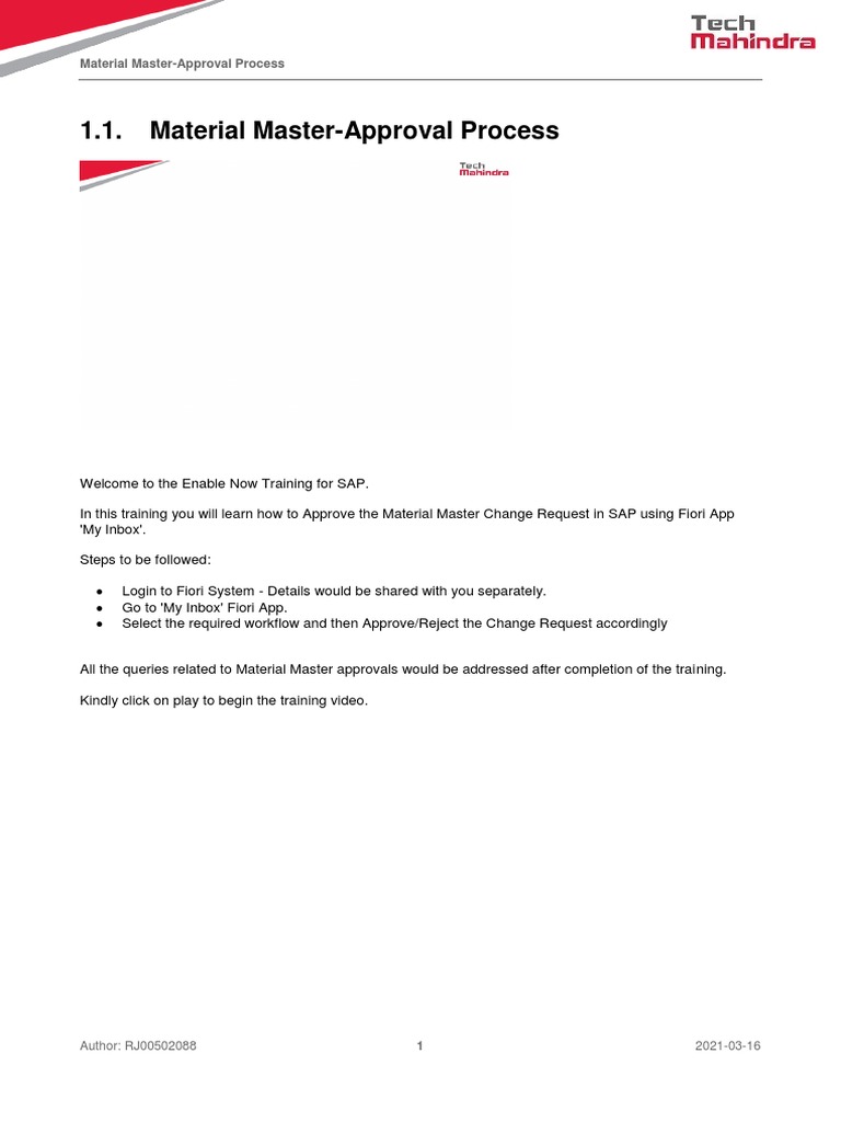Material Master-Approval Process | PDF