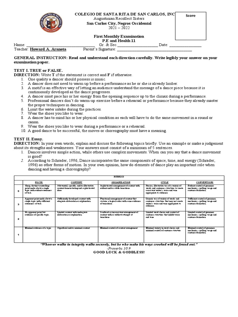 Choreography and Dance Examination Guide | PDF | Dances | Syntax