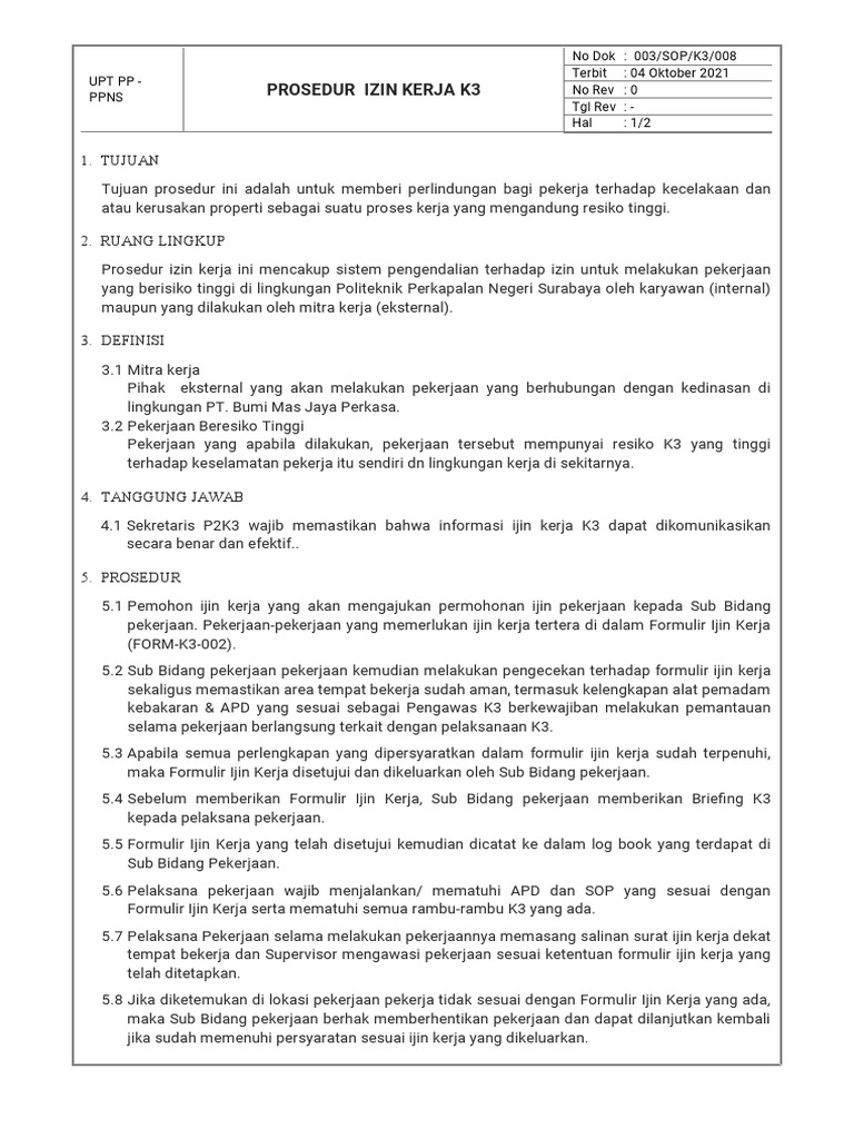 Prosedur-Izin-Kerja Resiko-Tinggi | PDF