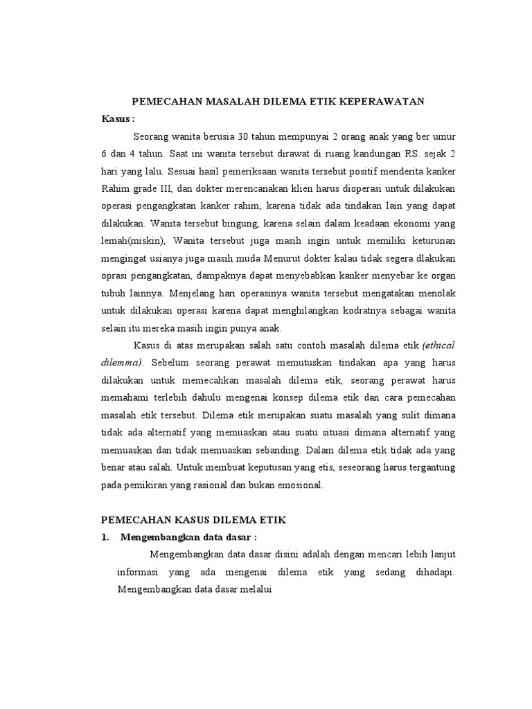 Pemecahan Masalah Dilema Etik Keperawatan | PDF | Sains & Matematika
