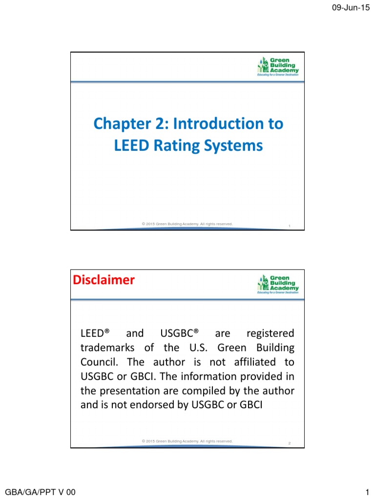 Chapter 2: Introduction To LEED Rating Systems: Disclaimer | PDF ...