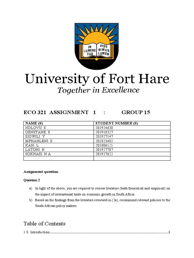 Bec 321 Assignment 1 Group 15 | PDF | Economics | Economic Growth