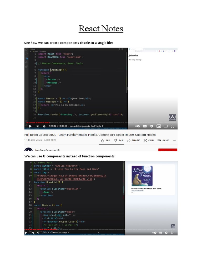 React Notes: See How We Can Create Components Chunks in A Single File | PDF