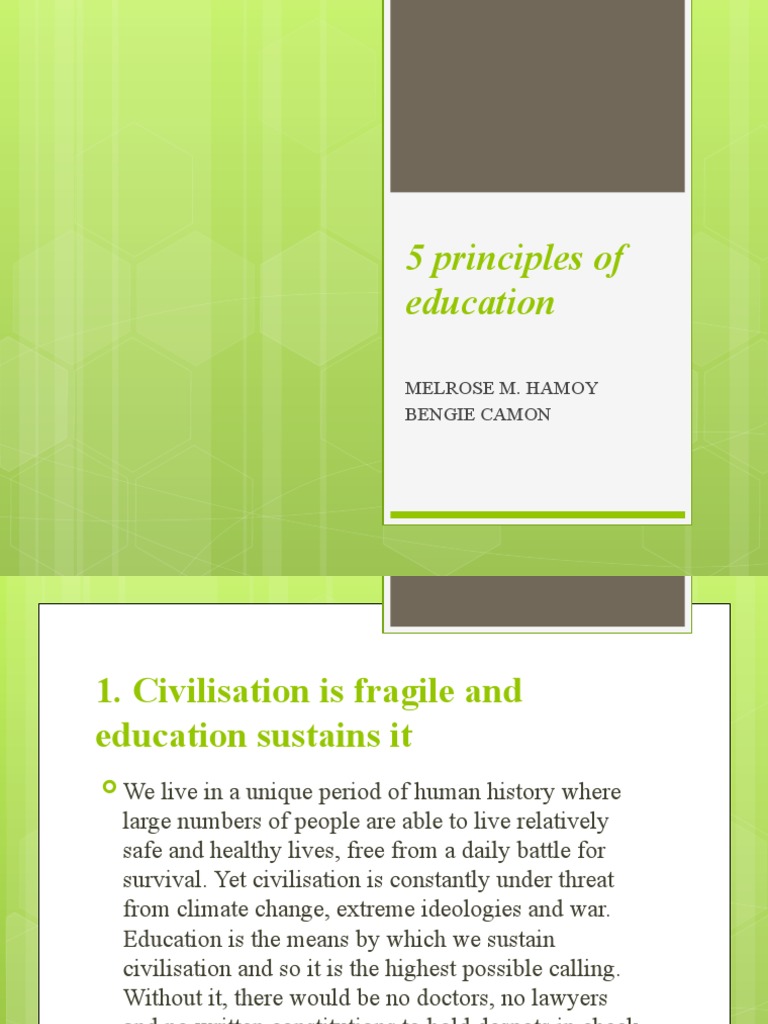 5 Principles of Education | PDF | Wellness