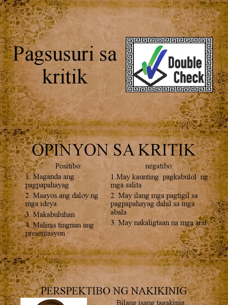 Kritiko Halimbawa | PDF