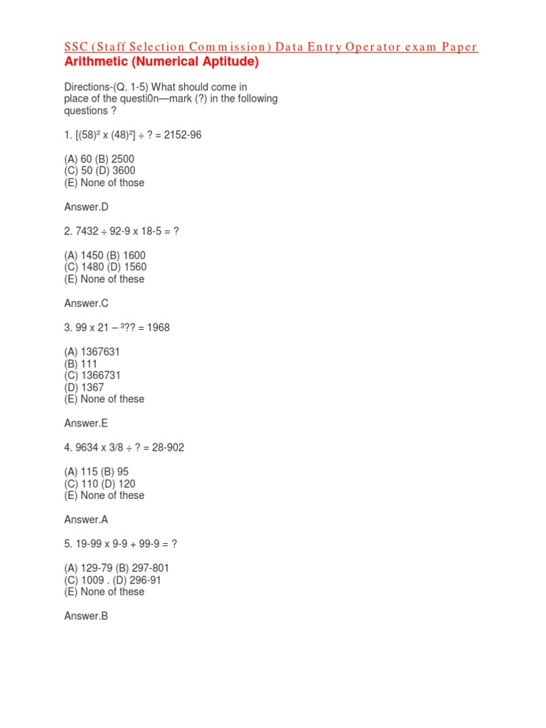 SSC Arithmetic (Numerical Aptitude) | PDF | Fraction (Mathematics ...